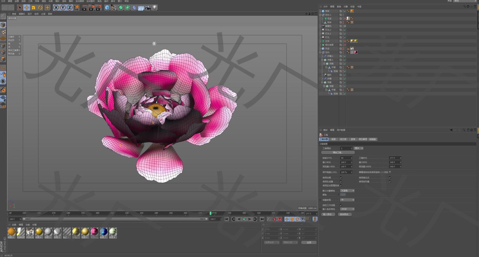 唯美牡丹花开C4D动画模型_C4D工程下载(编号:9813087)_3D模型_光厂(VJ师网) www.vjshi.com